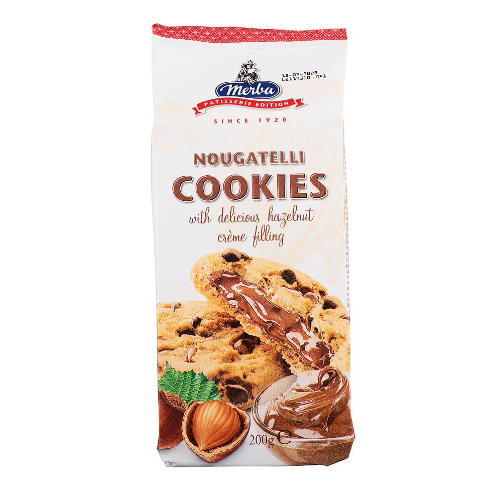 BISCOITO COOKIE MERBA CHOCOLATE NOUGATELLI 200G - redemix
