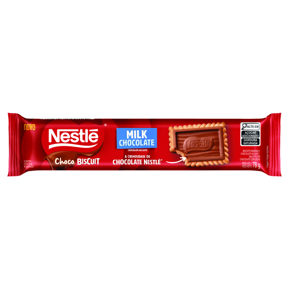BISCOITO CHOCOBISCUIT NESTLE CHOCOLATE AO LEITE 78G - redemix