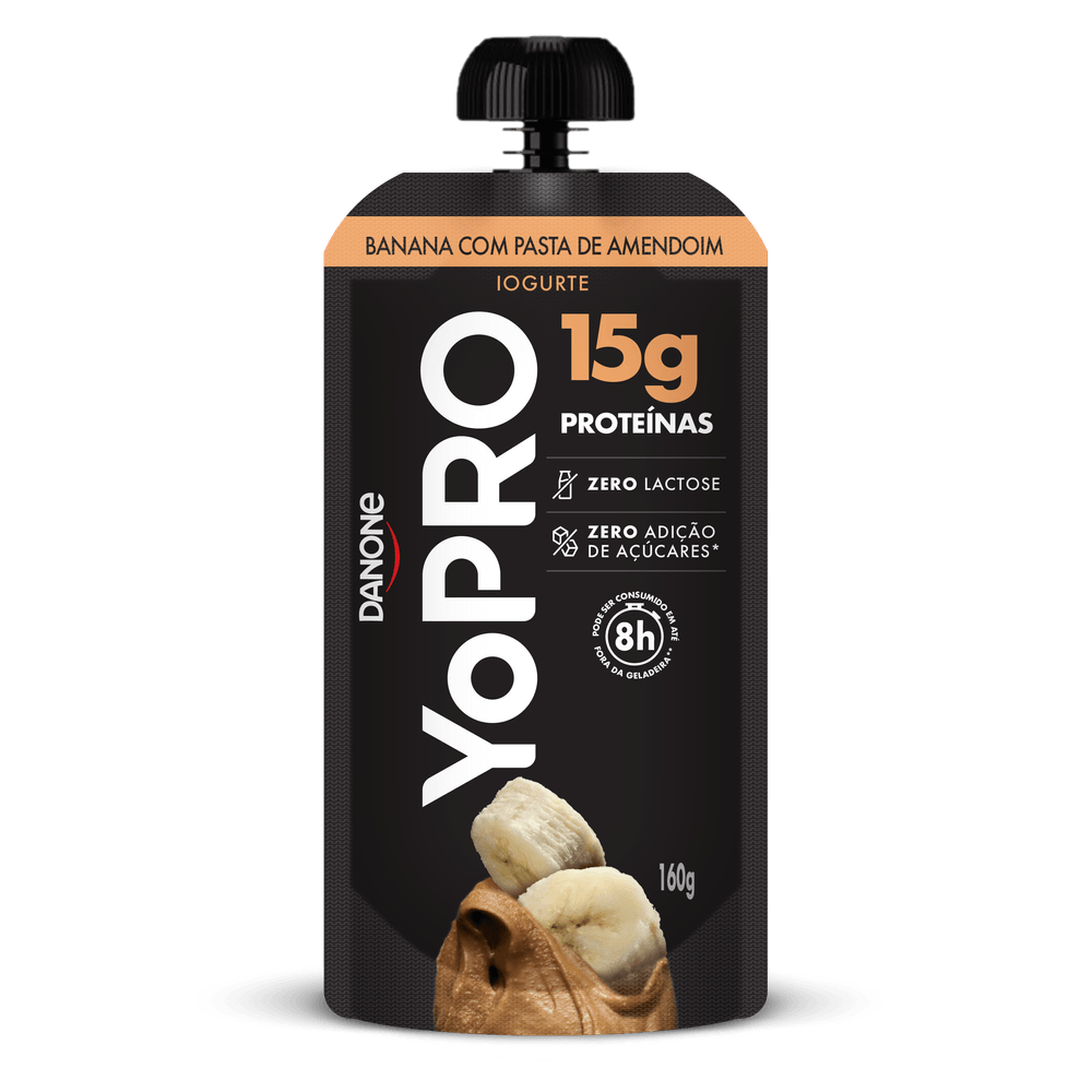IOGURTE YOPRO POUCH BANANA COM PASTA DE AMENDOIM 160G - redemix