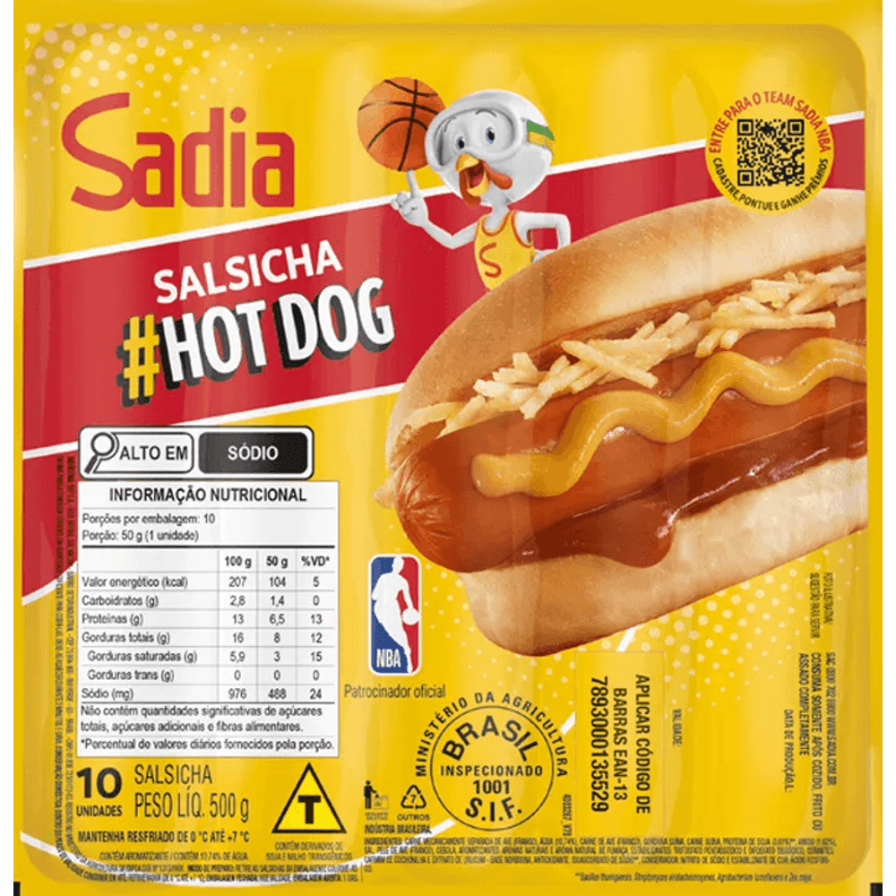 SALSICHA HOT DOG SADIA 500G - redemix