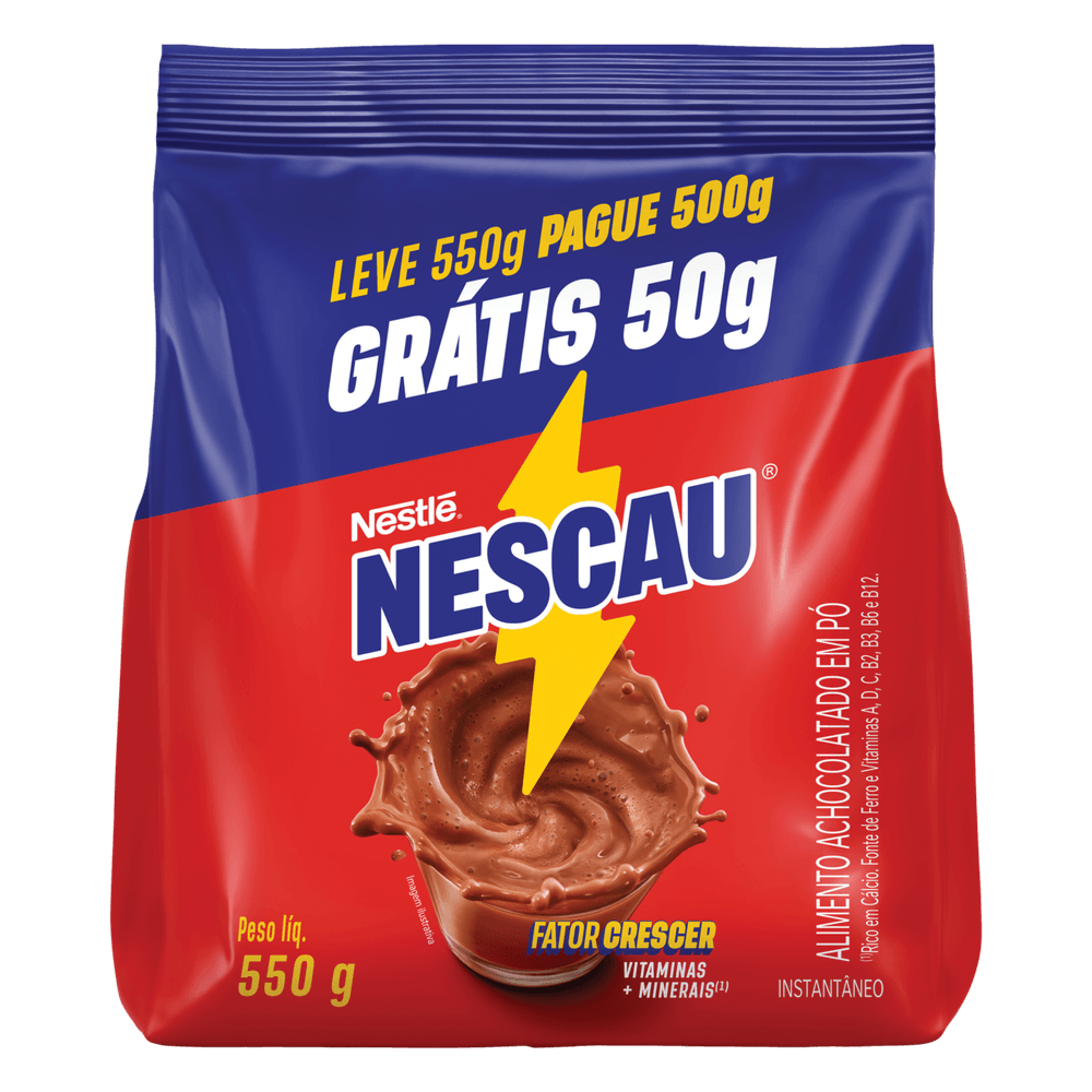 ACHOCOLATADO EM PO NESCAU PACOTE LEVE 550G PAGUE 500G - redemix